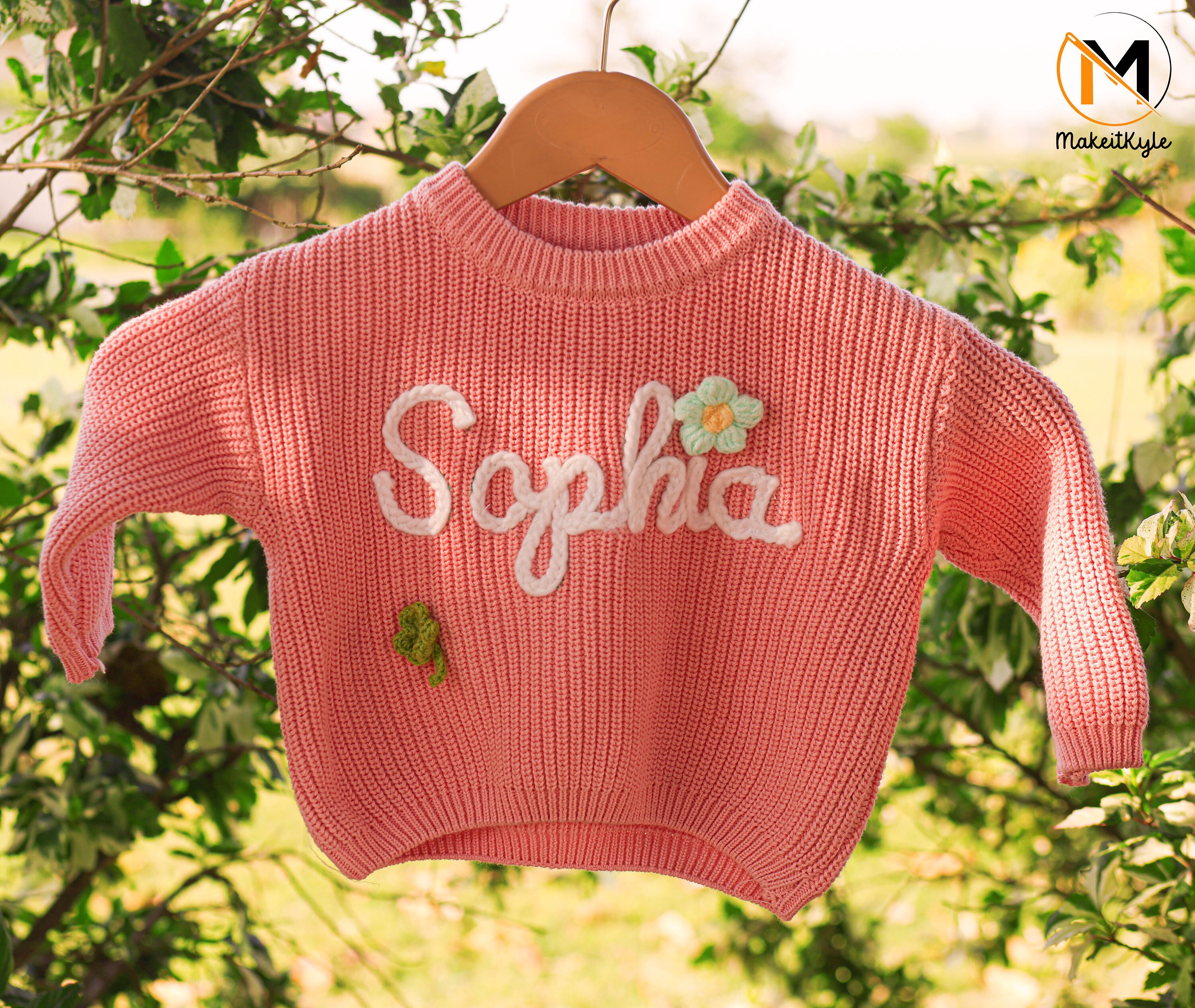 Custom Hand Embroidered Baby Name Sweater, Personalized New Baby ...
