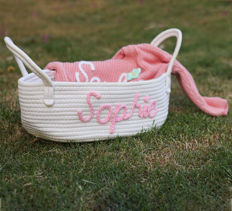 Custom Baby Basket With Name, Personalized Monogram Unique Nursery ...