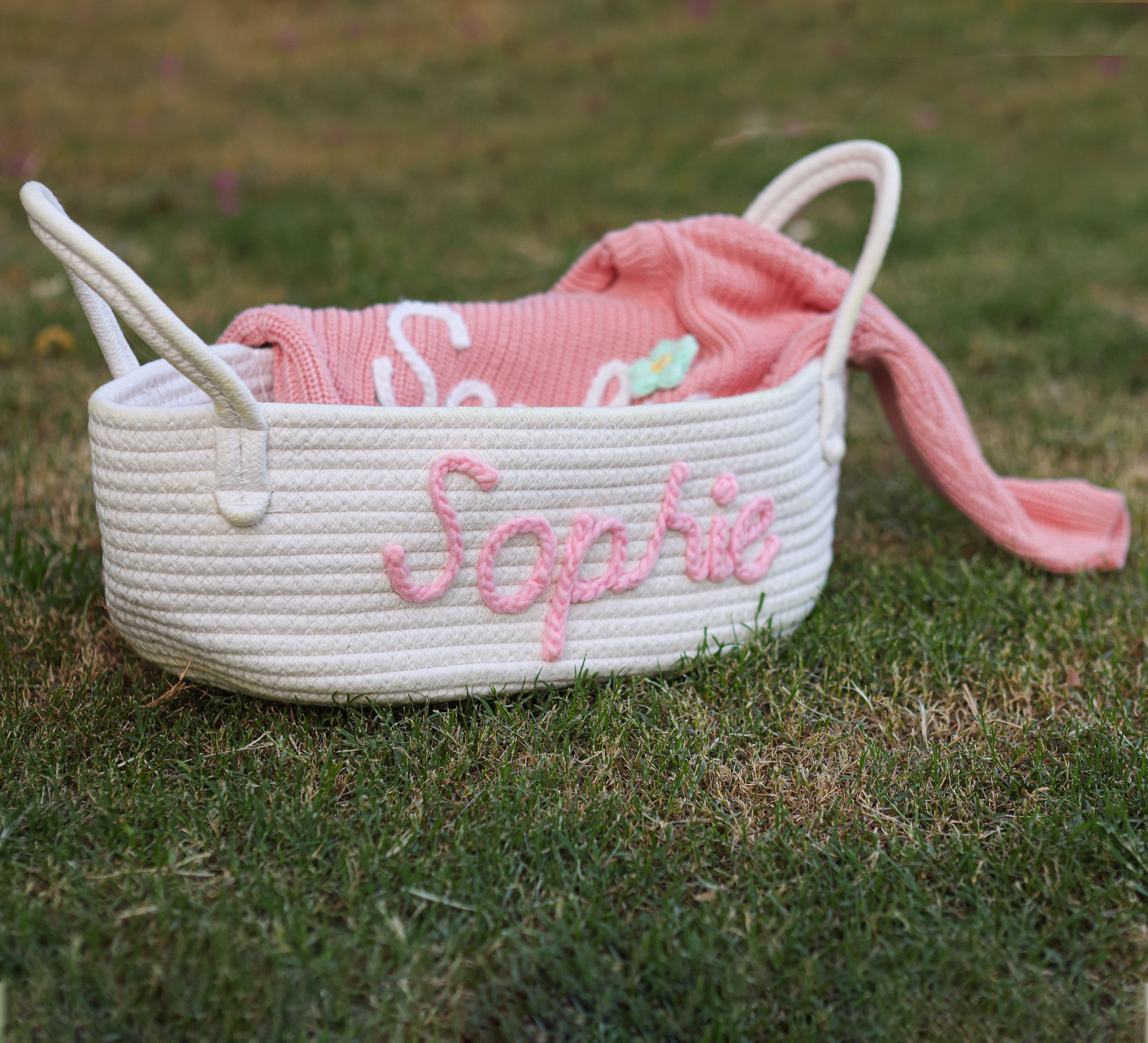 Custom Baby Basket With Name, Personalized Monogram Unique Nursery ...