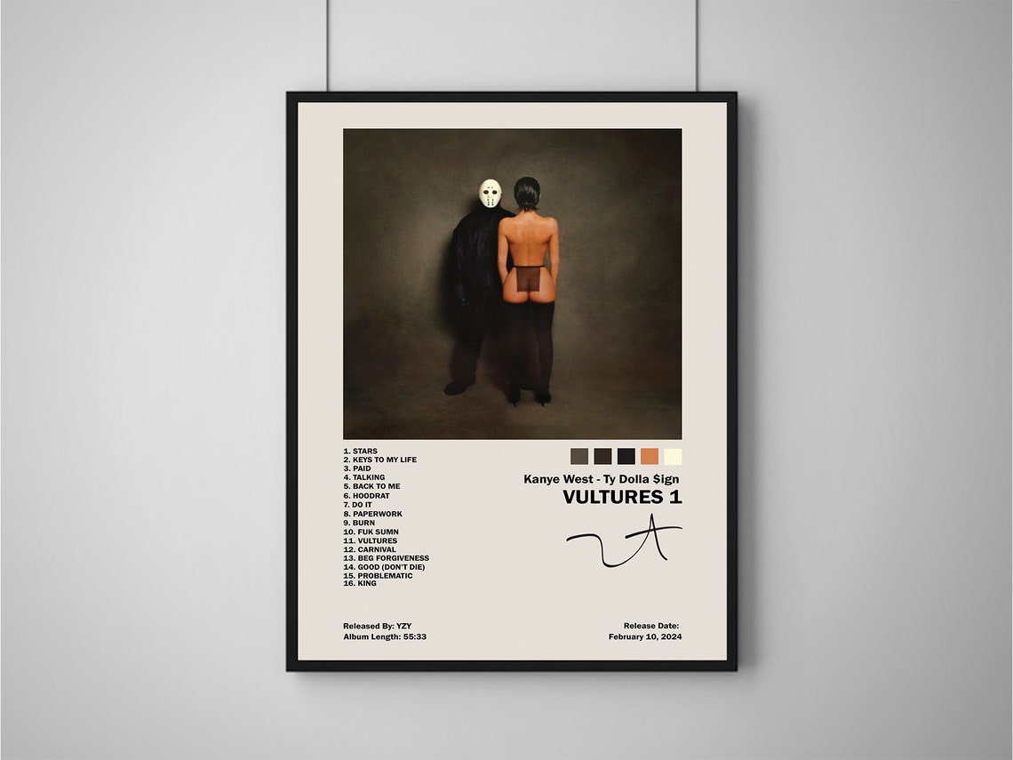 Kanye West Vultures Album Cover Poster, Hypebeast Minimalist Album ...