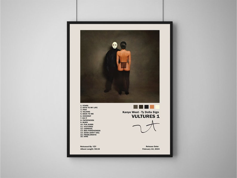 Kanye West Vultures Album Cover Poster, Hypebeast Minimalist Album ...