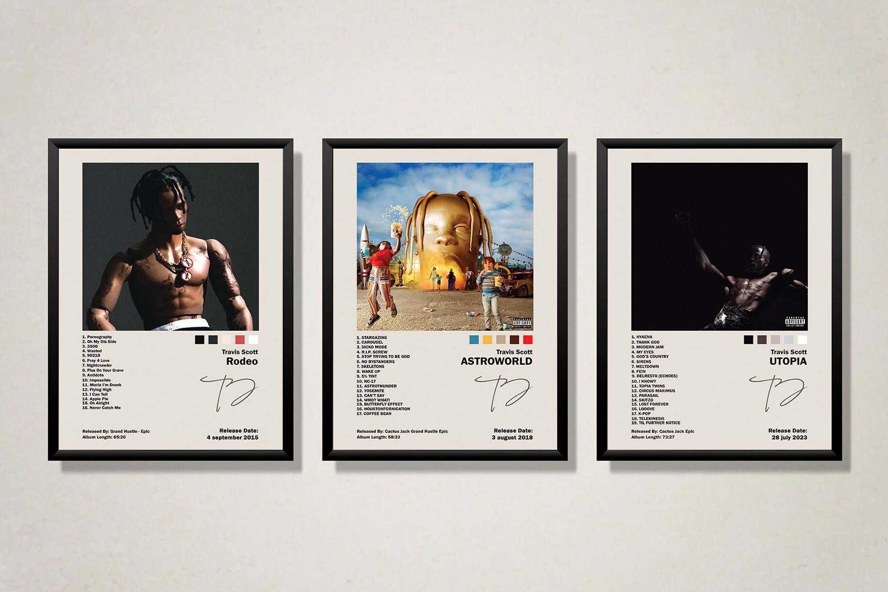 Travis Scott Cover Poster, Utopia Print, Tracklist Poster, Hip Hop Wall ...