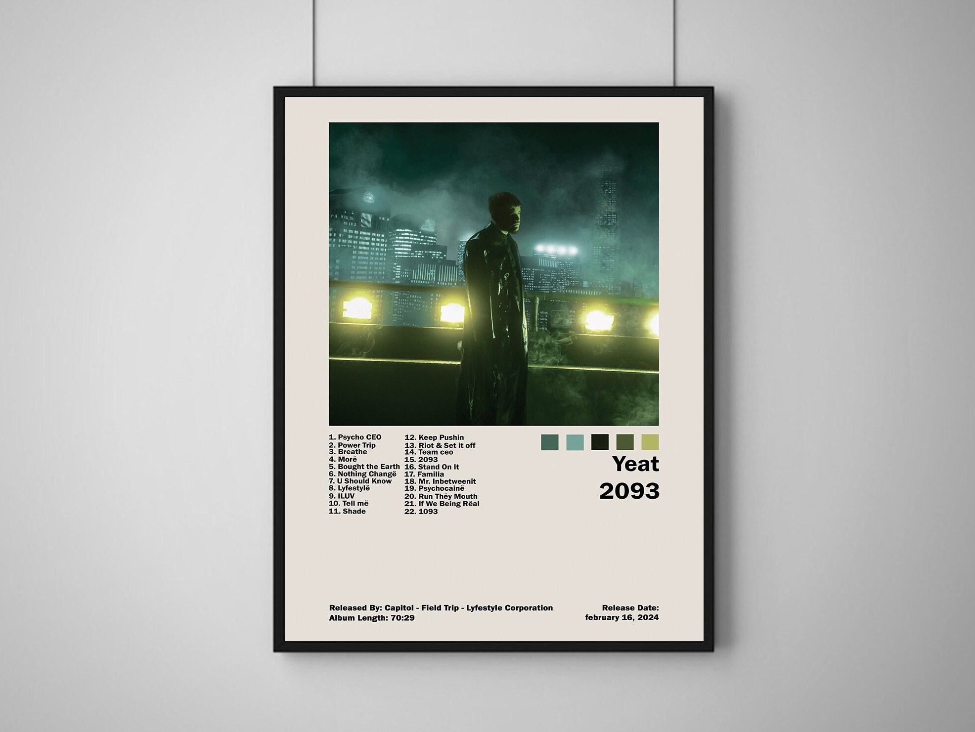 Yeat 2093 Album Poster, Album Cover Poster, 2093 Tracklist, Hypebeast Album Art, Minimalistic ...