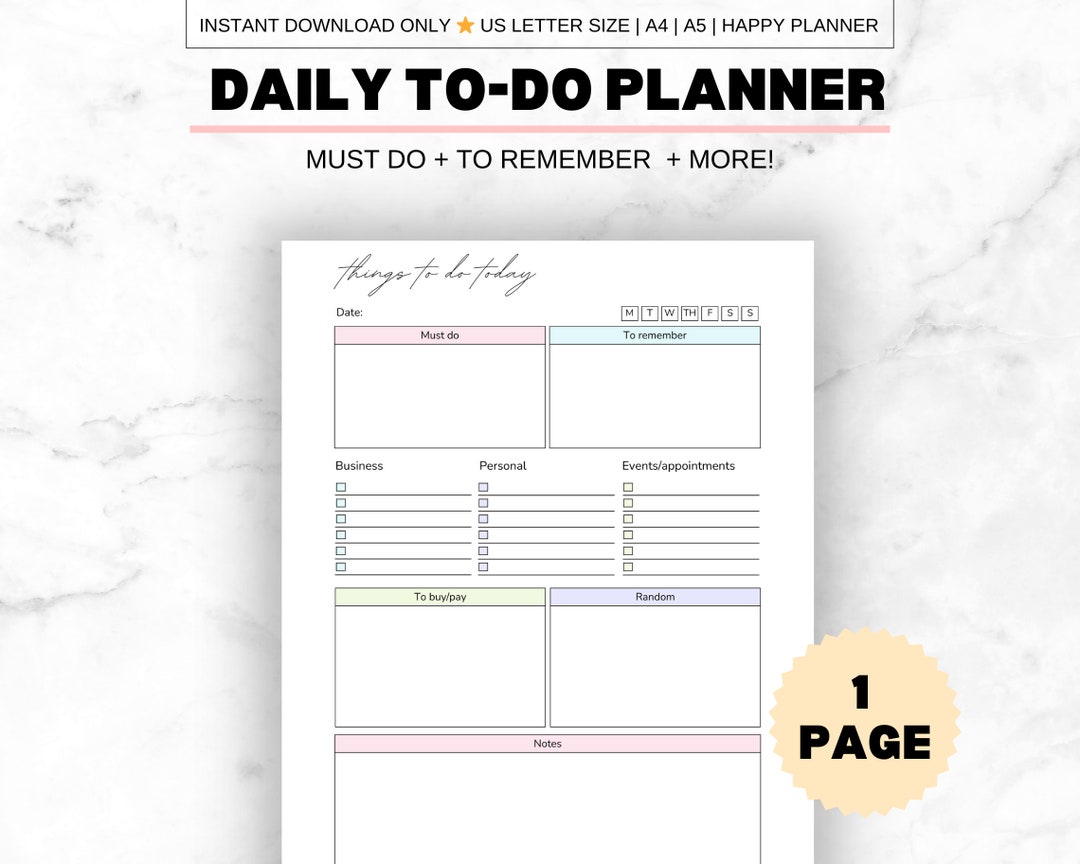 Daily to Do Planner,task Checklist for Busy Moms,business Planner,daily ...