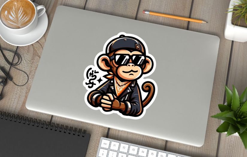 Monkey Sticker, Funny Monckey, Cool Monkey, Digital Stickers, PNG, SVG ...