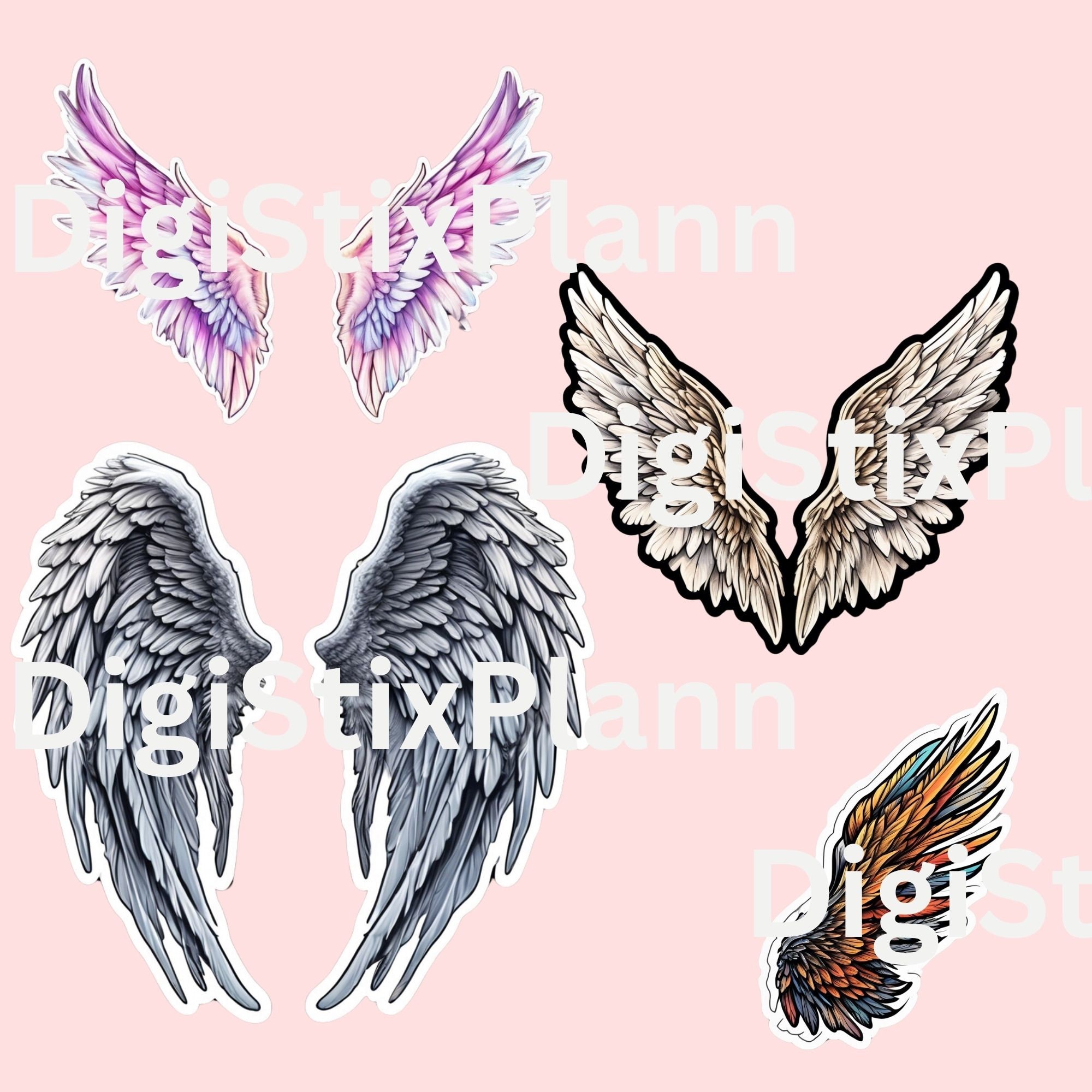 Wings Stickers, PNG, SVG, 10 PCS Digital Stickers, Popular Right Now ...