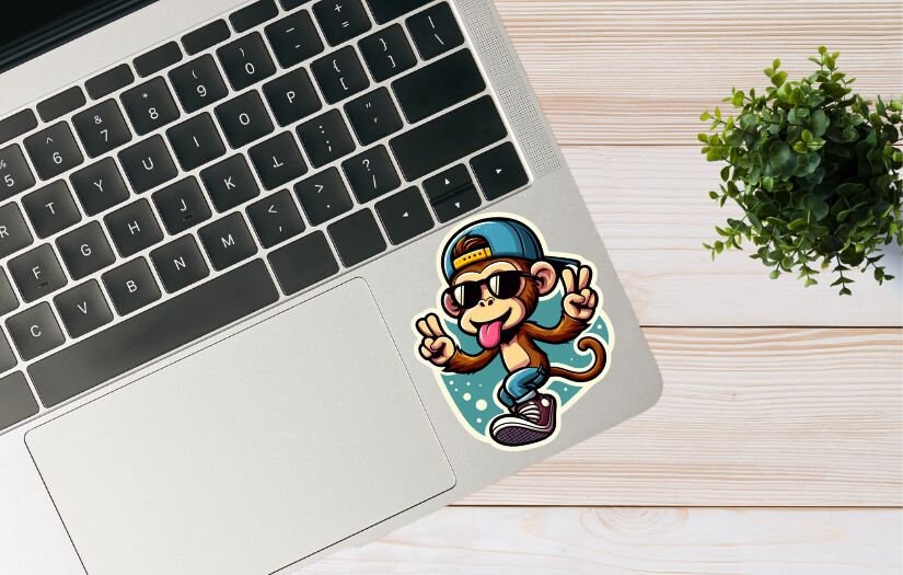 Monkey Sticker, Funny Monckey, Cool Monkey, Digital Stickers, PNG, SVG ...