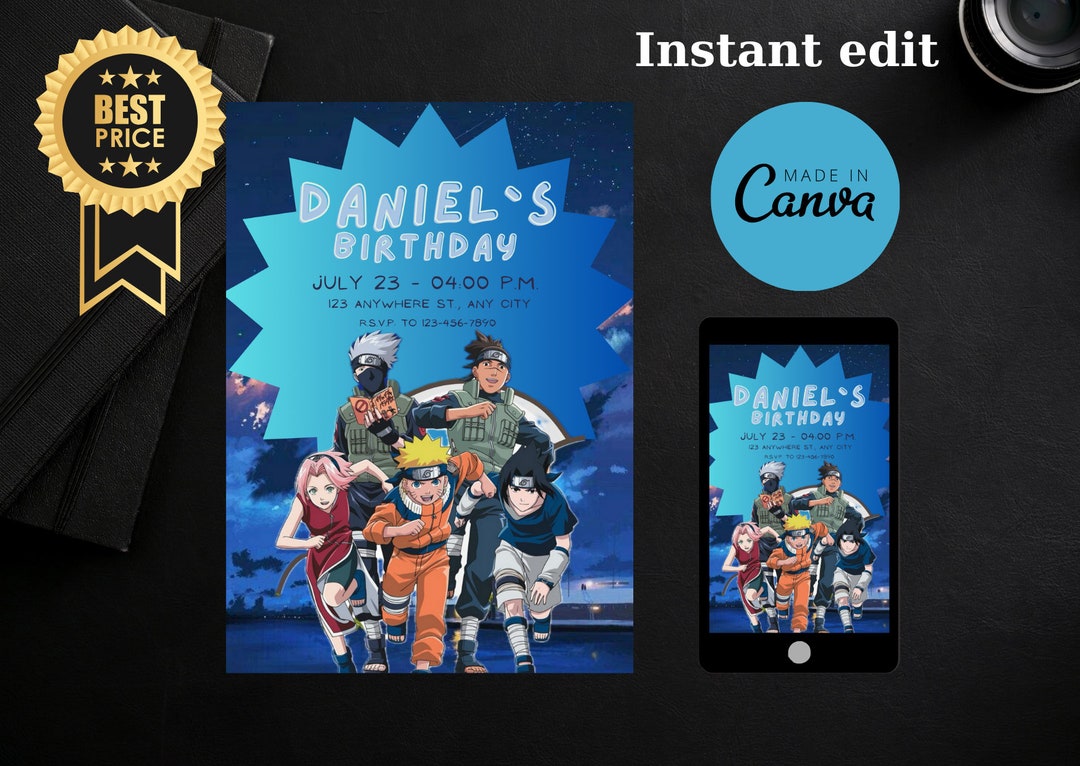 Naruto Birthday Invitation Jpg, Png and Video - Etsy