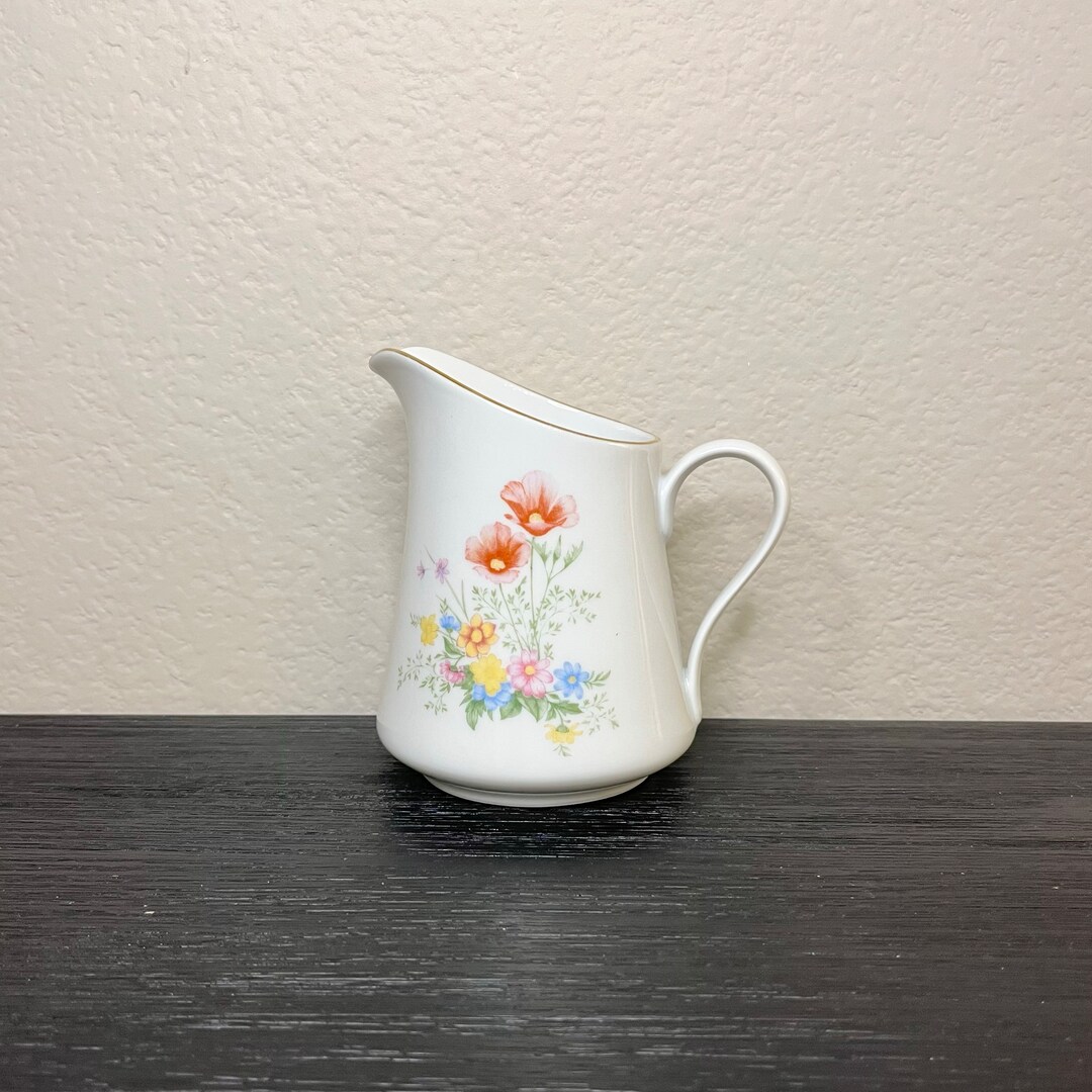 Liling Floral Symphony Porcelain Creamer Dual-patterned Elegance - Etsy