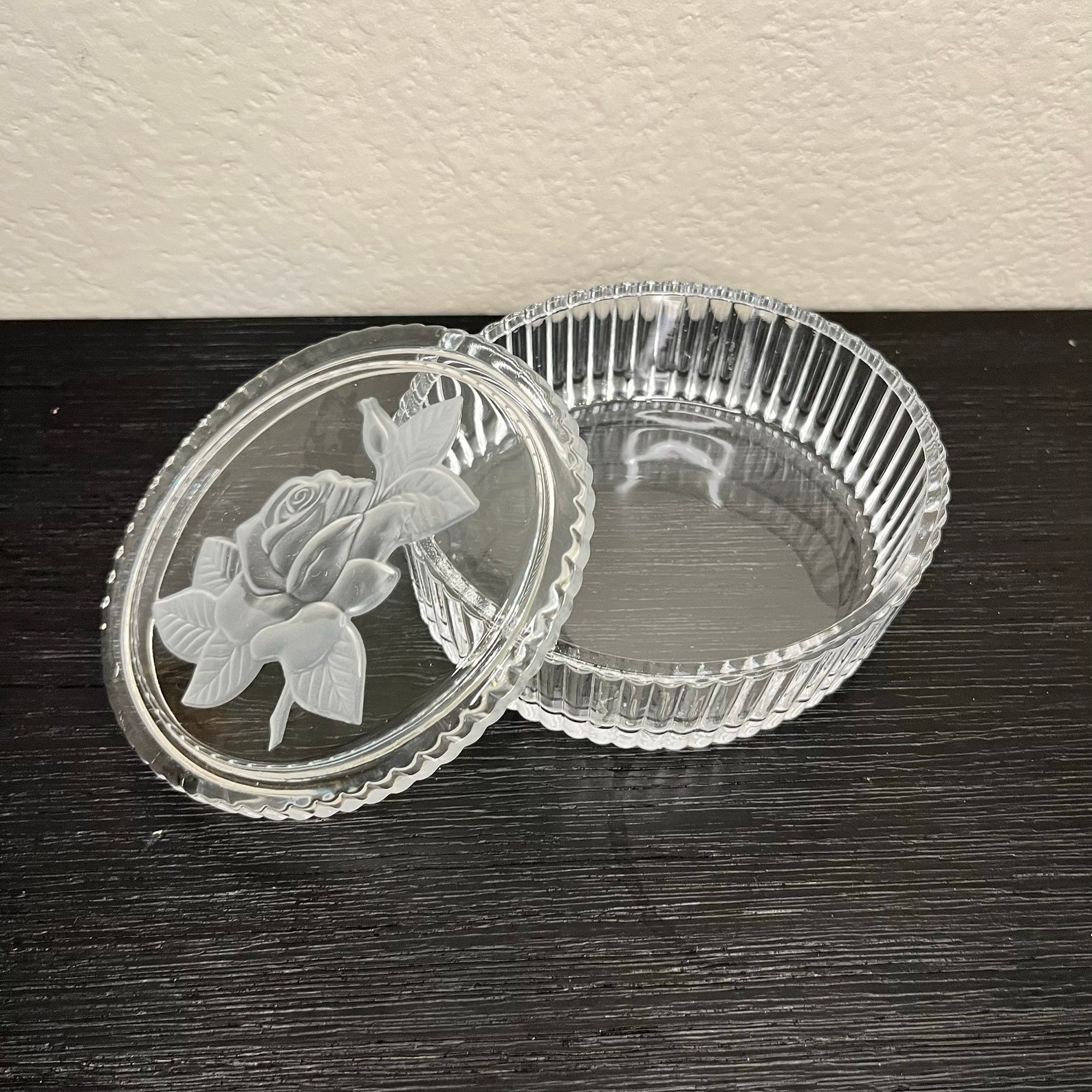 Vintage Teleflora Crystal Trinket/jewelry Dish - Elegant Design - Etsy