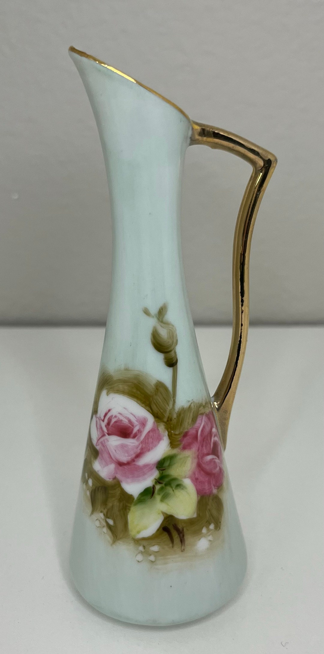 Vintage Lefton Mint Green With Roses Mini Pitcher/bud Vase-1950's - Etsy