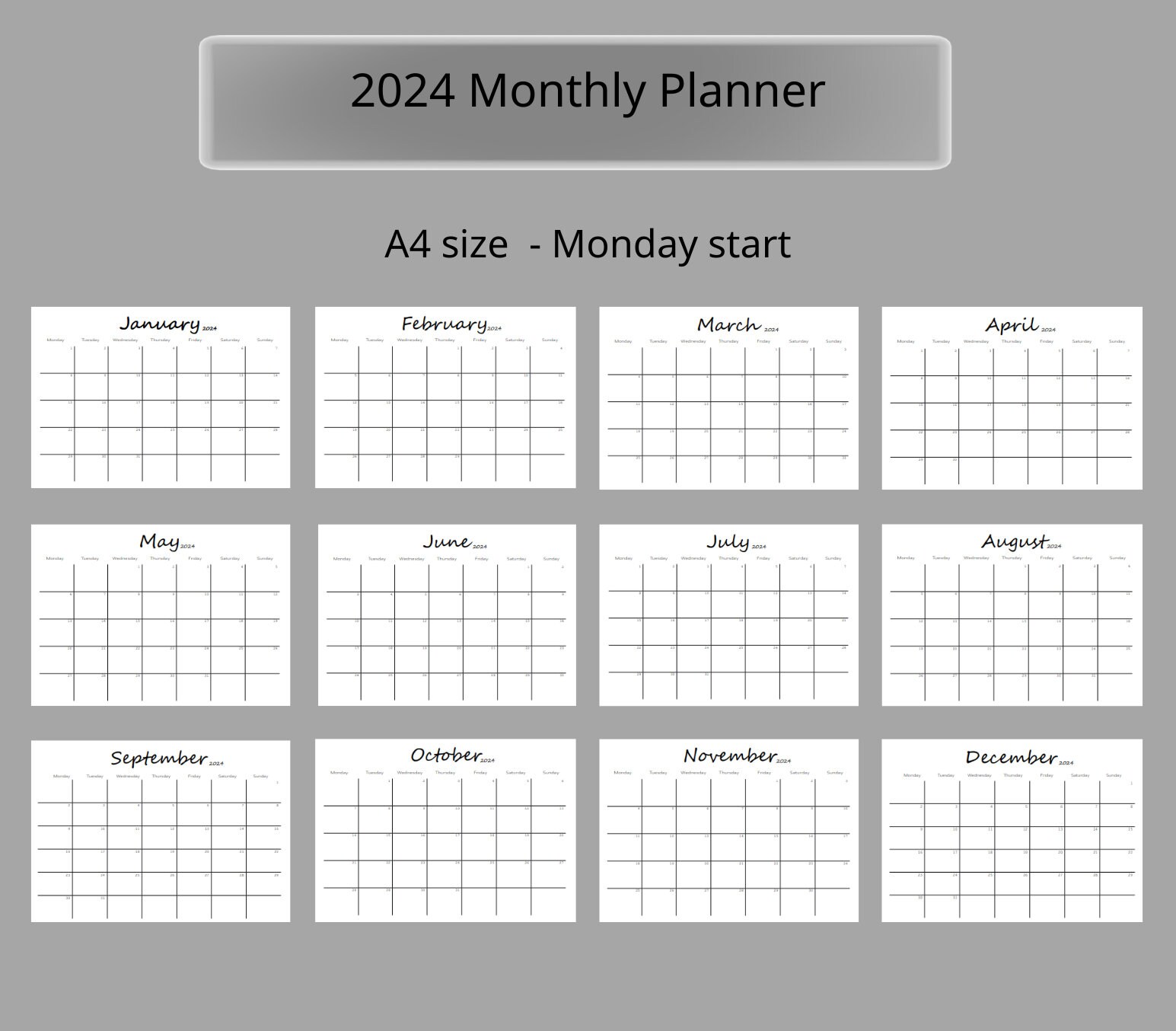 2024 Calendar Digital Planner 2024 Printable Planner for 2024 Year ...