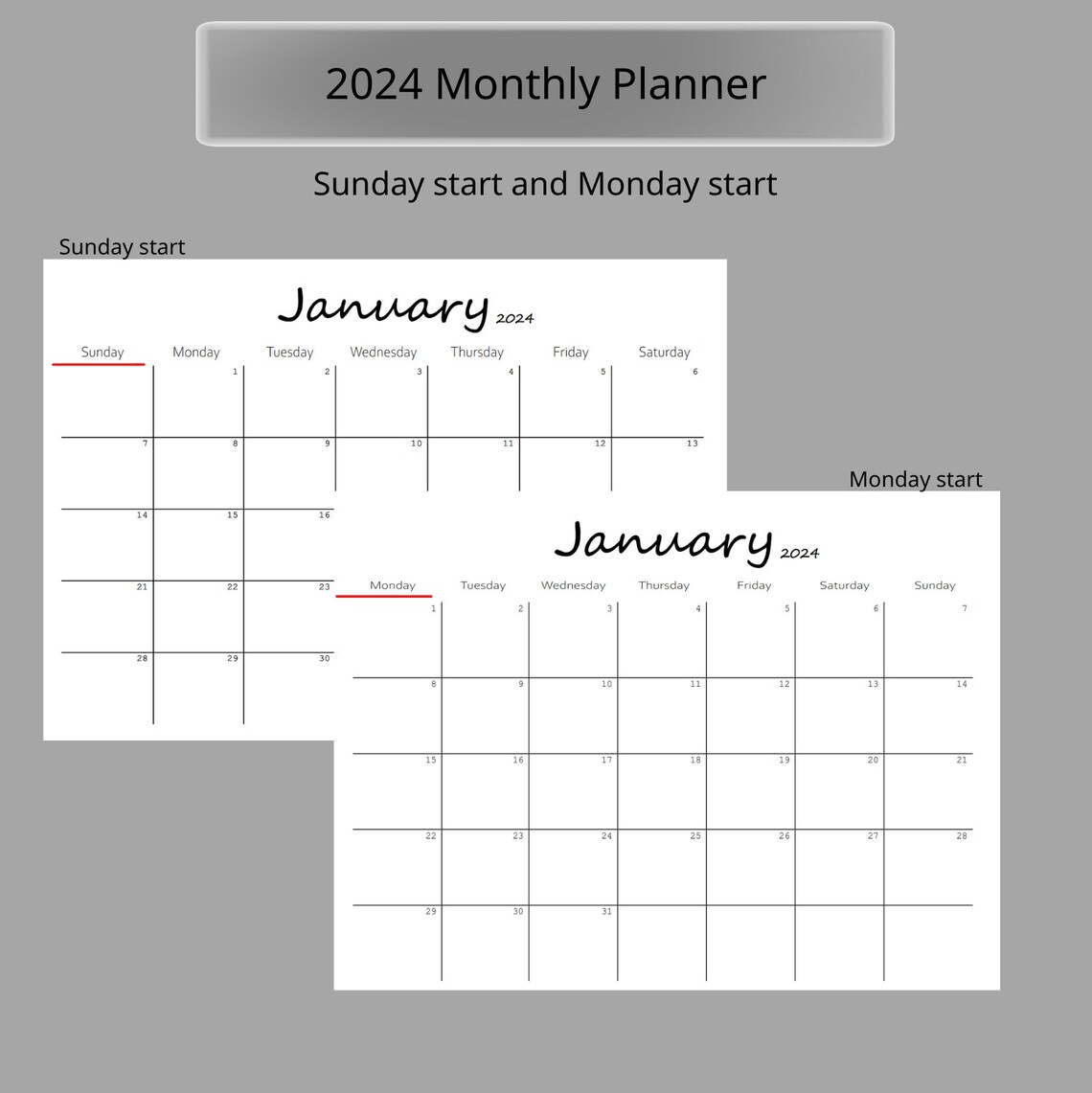 2024 Calendar Digital Planner 2024 Printable Planner for 2024 Year ...