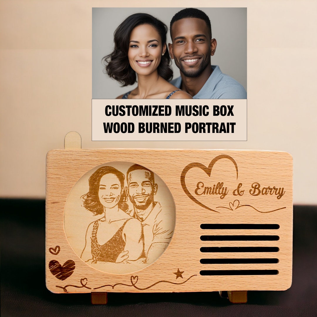 Personalized Music Box, Wood Engraved Photo, Custom Wood Burning, Wood ...