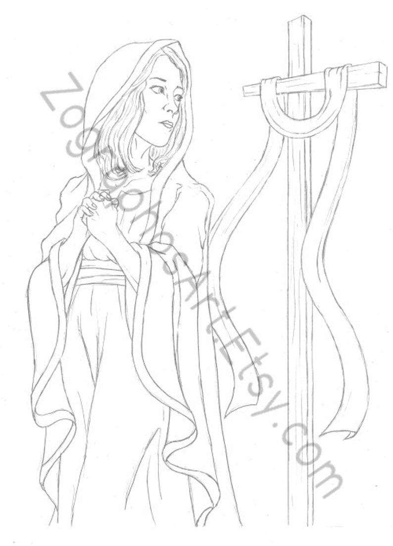 Blessed Virgin Mary Drawing, Digital Print, Digital Download, Christian ...