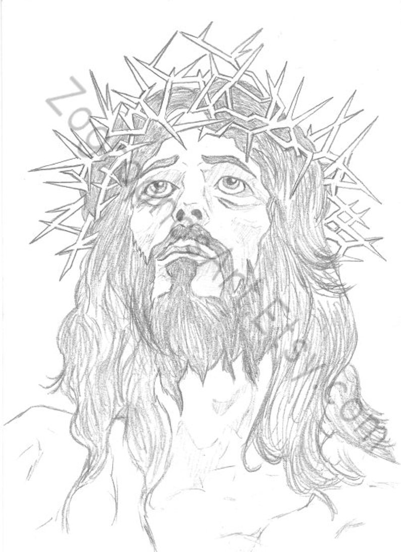 Jesus Christ Drawing, Digital Print, Digital Download, Christian Art ...