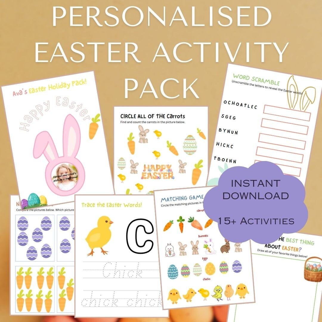 Personalised Easter Activity Pack, Editable Activity Pack, Easter Kids ...