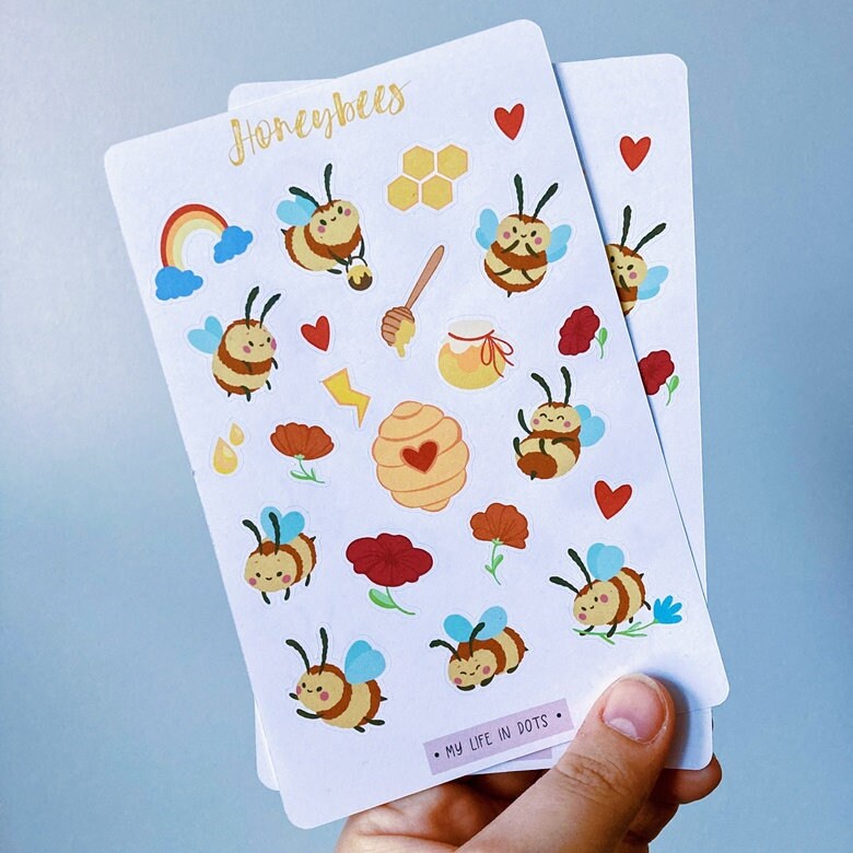 Bee Themed Sticker Sheets - Etsy