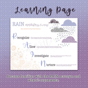 Discover Mindfulness With RAIN Exercise: Printable Therapy Worksheet ...