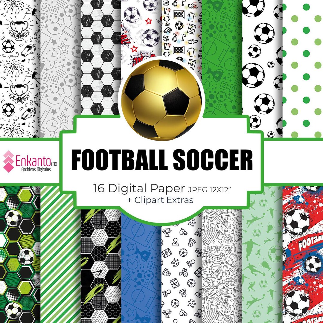 Football Soccer Digital Paper + Clipart Instant Download | JPEG - Etsy