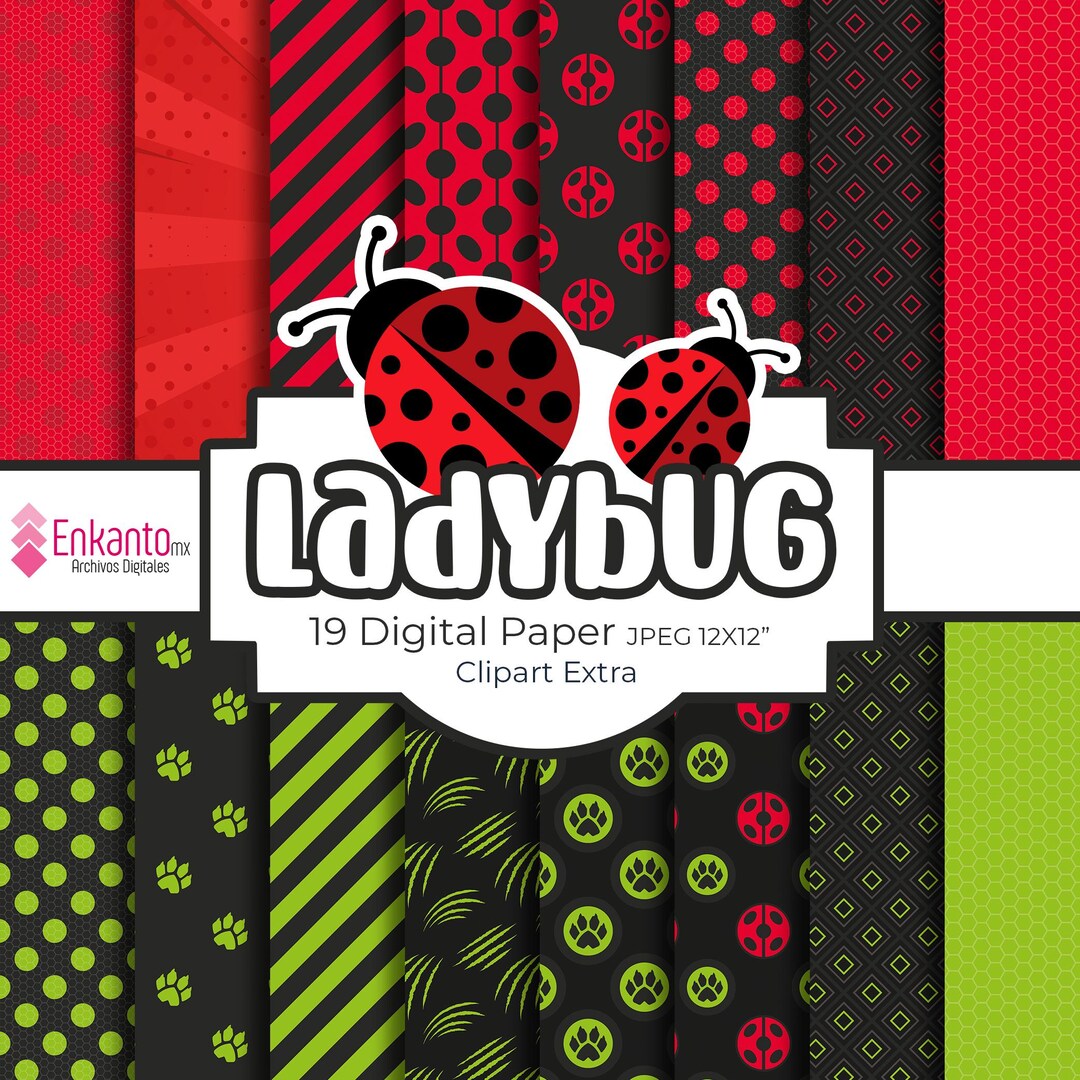 Labybug Digital Paper + Clipart PNG Instant Download | JPEG - Etsy