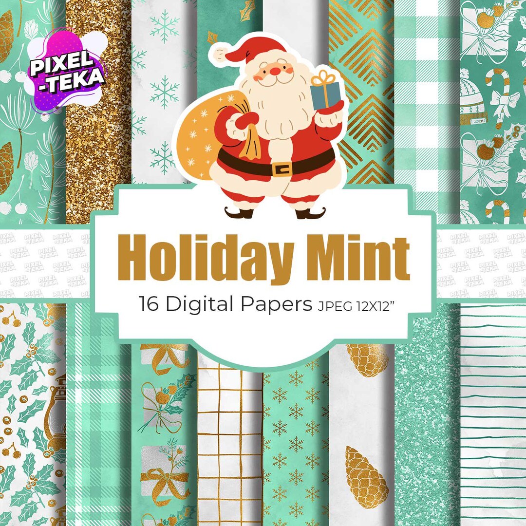 Christmas Mint Digital Paper Instant Download JPEG - Etsy