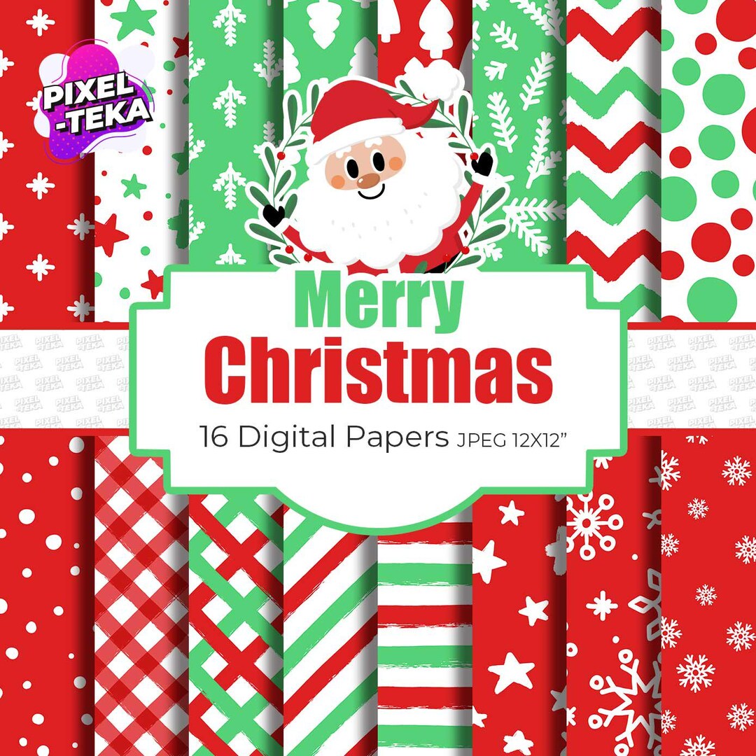 Merry Christmas Digital Paper Instant Download JPEG - Etsy