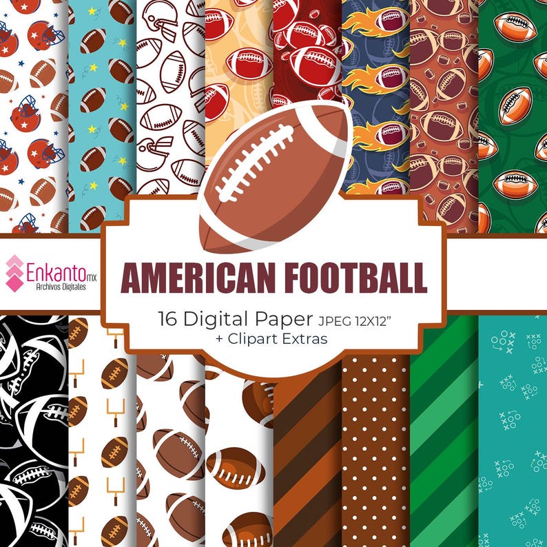 Football American Digital Paper + Cliparts Instant Download | JPEG - Etsy