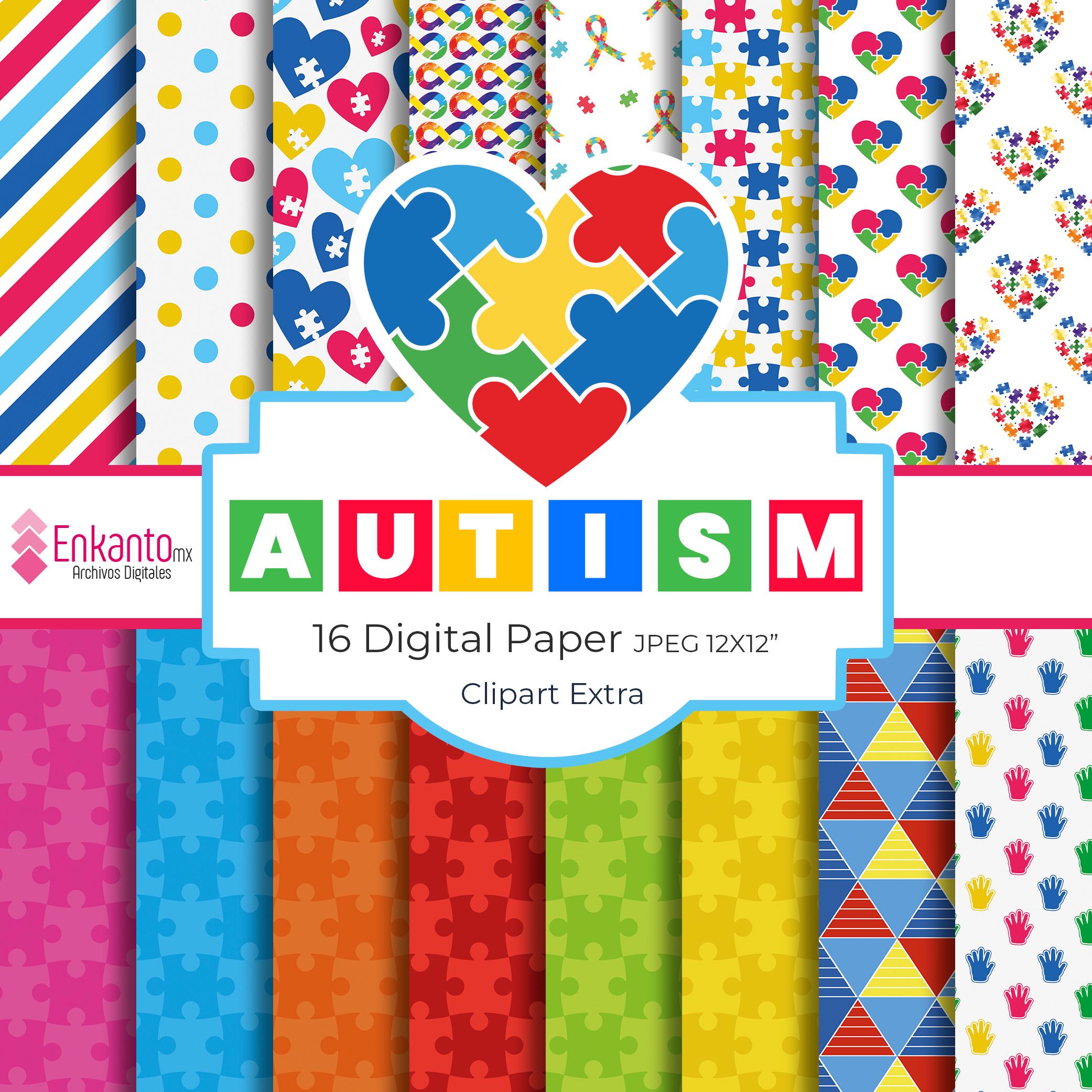 Autism Digital Paper Instant Download | JPEG - Etsy