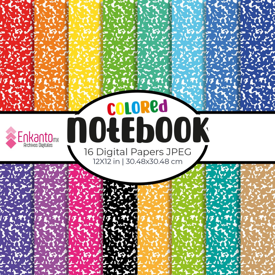 Colored Composition Notebook Digital Paper Instant Download | JPEG - Etsy