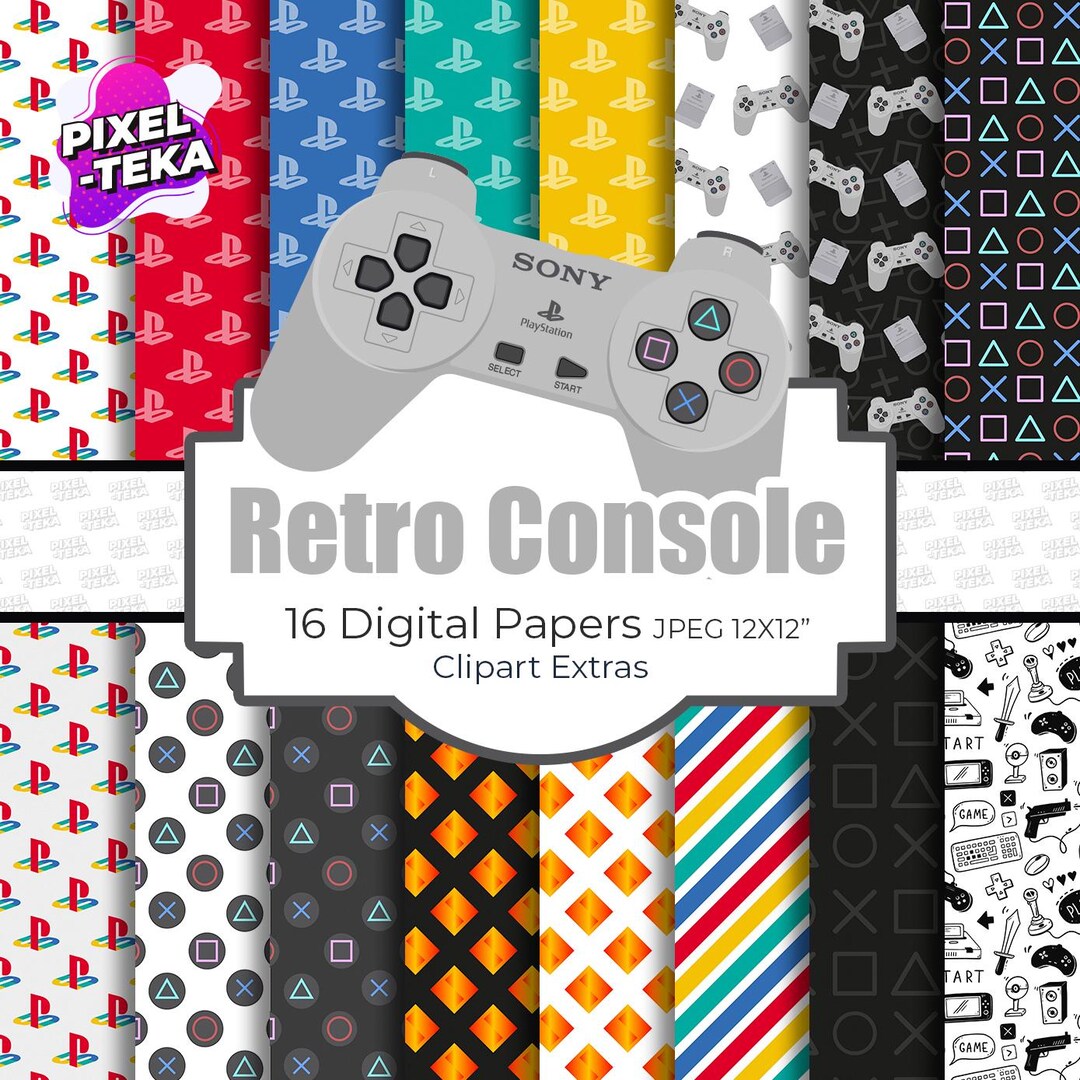 Retro Video Game Console Digital Paper + Clipart Instant Download ...