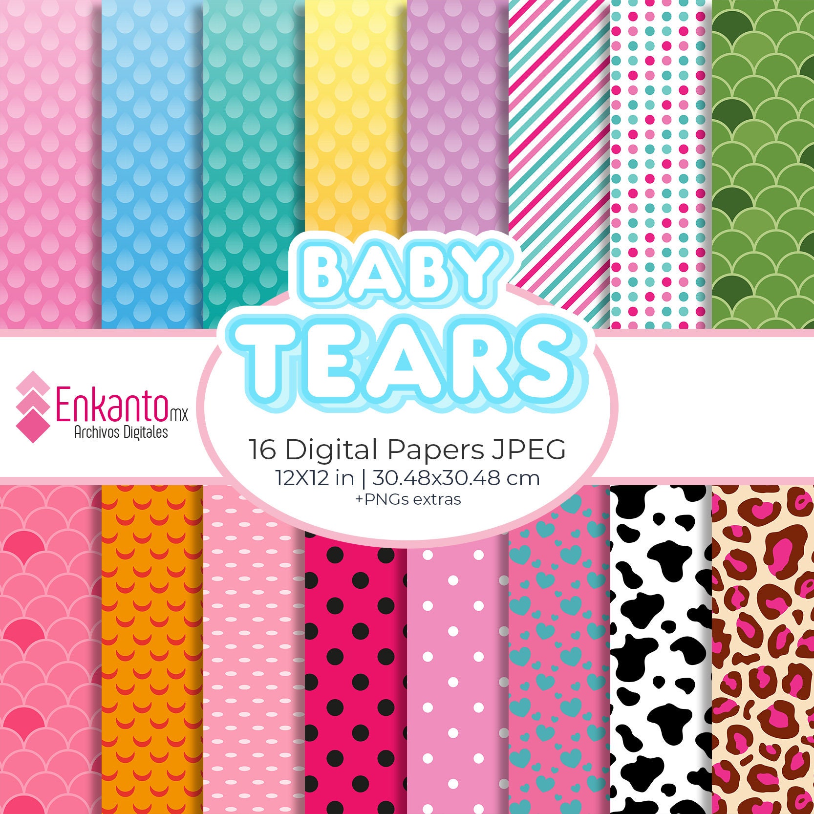 Baby Tears Digital Paper Clipart Instant Download JPEG - Etsy México