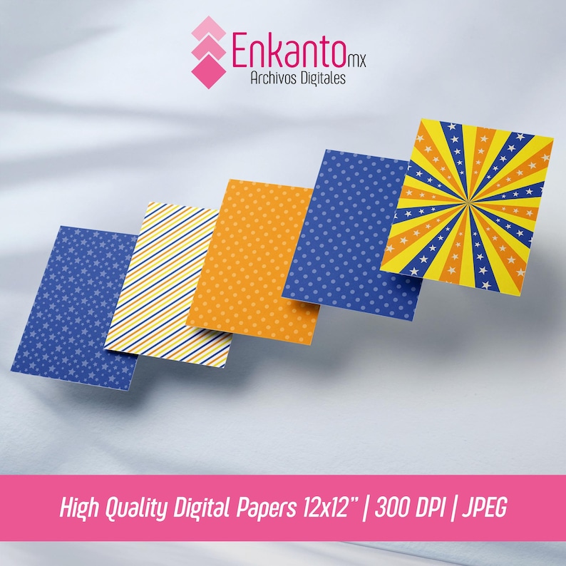 Carnival Digital Paper & Clipart | Blue Orange Circus Pattern PNG JPG ...