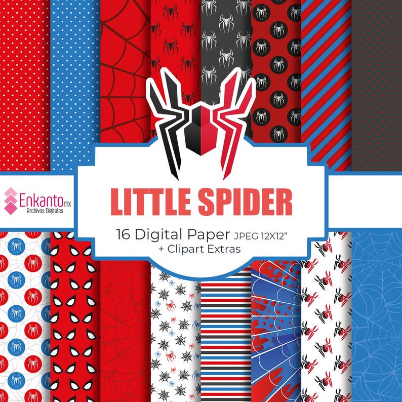Little Spider Digital Paper + Cliparts Instant Download | JPEG - Etsy