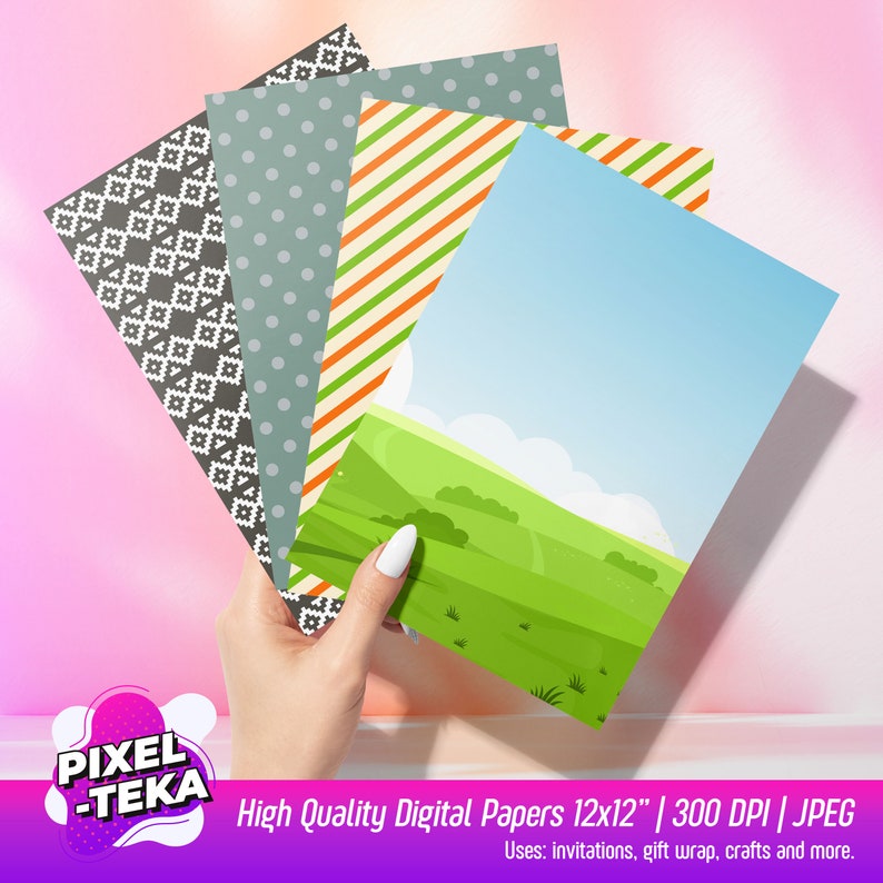 Farm Digital Paper & Clipart | Farm Barn Pattern PNG JPG, Kids Theme ...