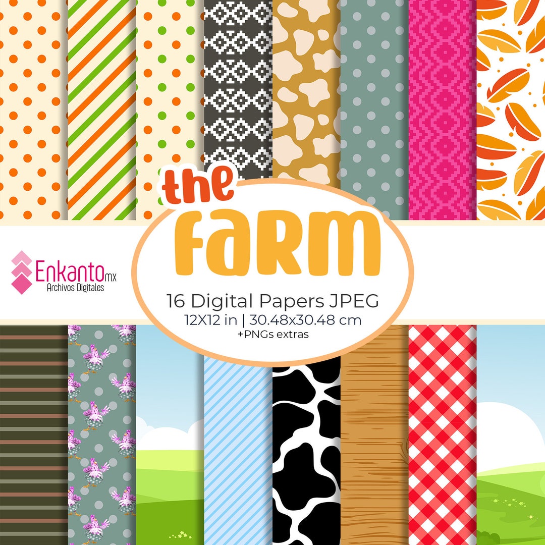The Farm Digital Paper + Clipart Instant Download | JPEG - Etsy