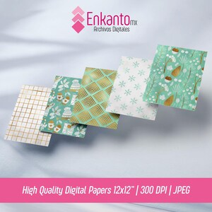 Christmas Mint Digital Paper Instant Download JPEG - Etsy