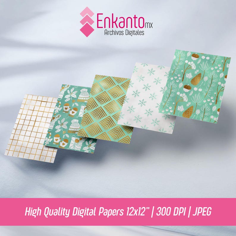 Christmas Mint Digital Paper Instant Download JPEG - Etsy