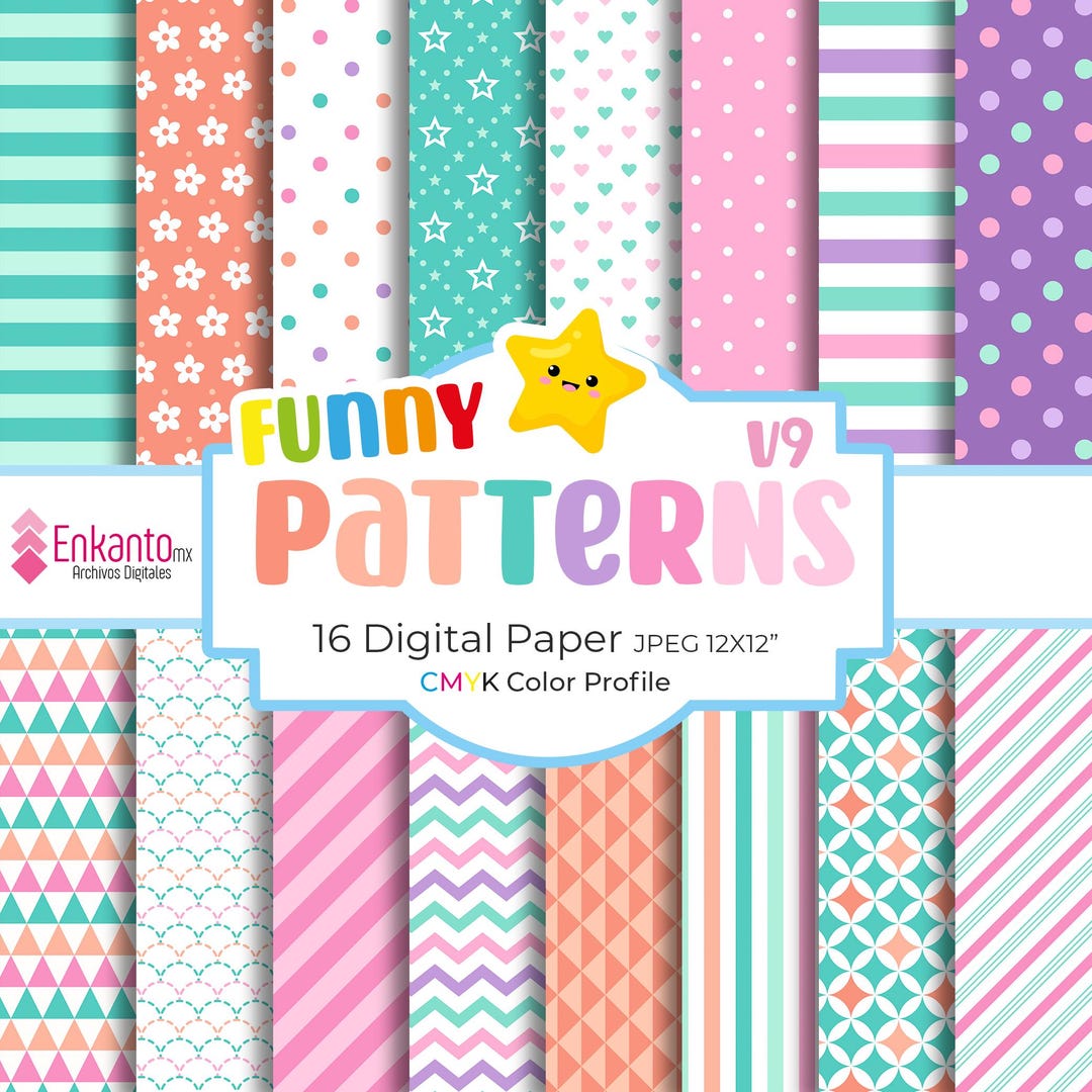 Funny Patterns V9 Digital Paper Instant Download | JPEG - Etsy