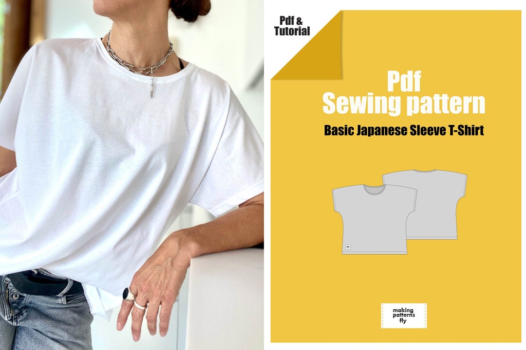 Japanese Sleeve T-shirt Sewing Pattern, Sizes 36-50 (US Letter PDF) - Etsy