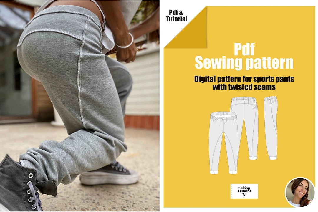 Digital Sewing Pattern Sweatpants With Twisted Seams, Sizes Separated ...