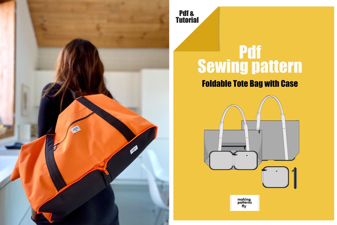 Foldable Tote Bag Sewing Pattern With Built-in Case (PDF Pattern) - Etsy