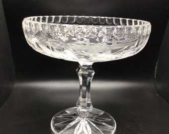 Elegant Vintage Engraved Clear Crystal Glass Floral Compote - Etsy
