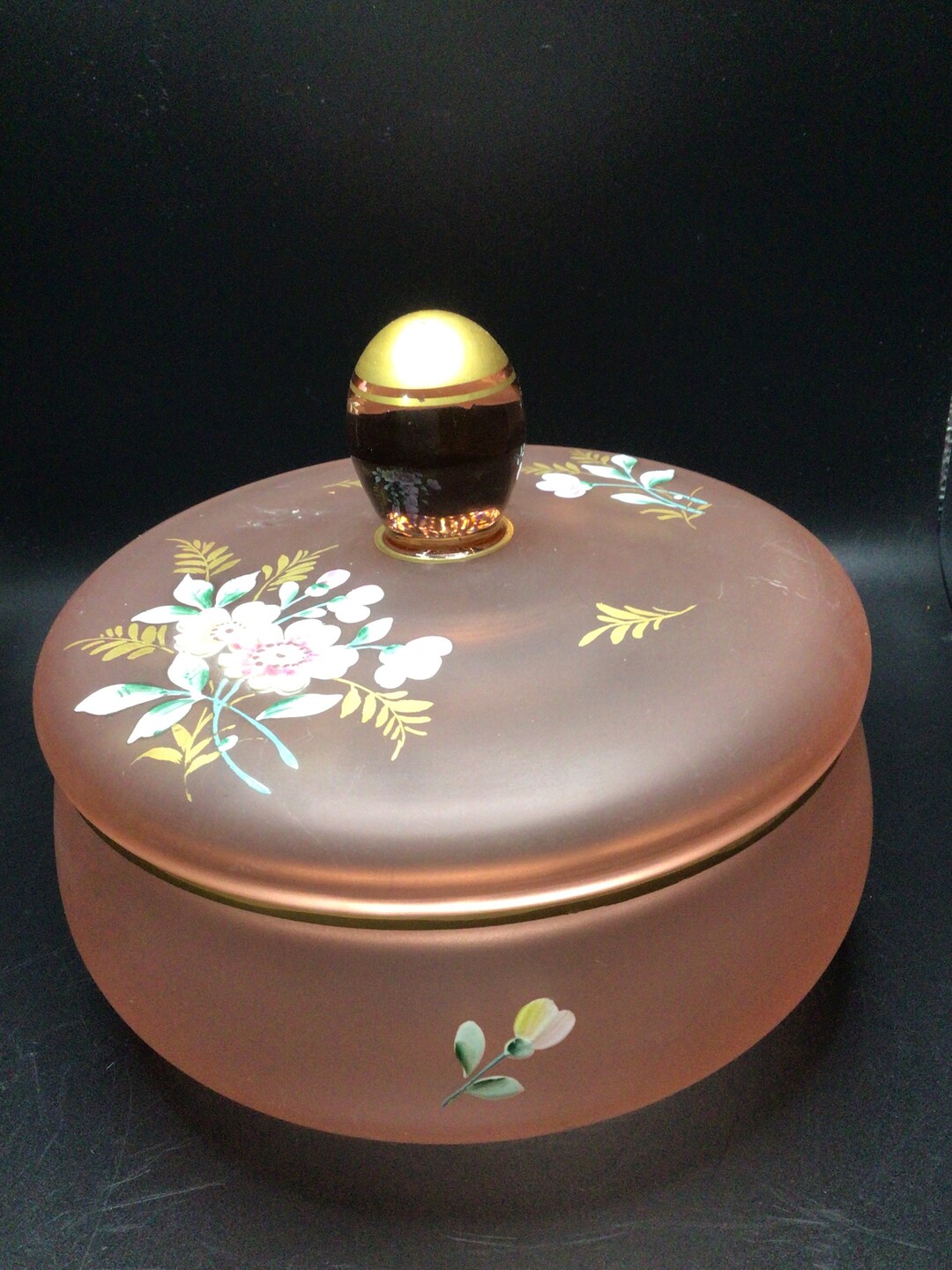 Frosted Pink Glass Powder Box. - Etsy