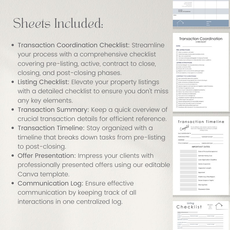Real Estate Transaction Coordinator Bundle - 6 TC Checklists - Etsy