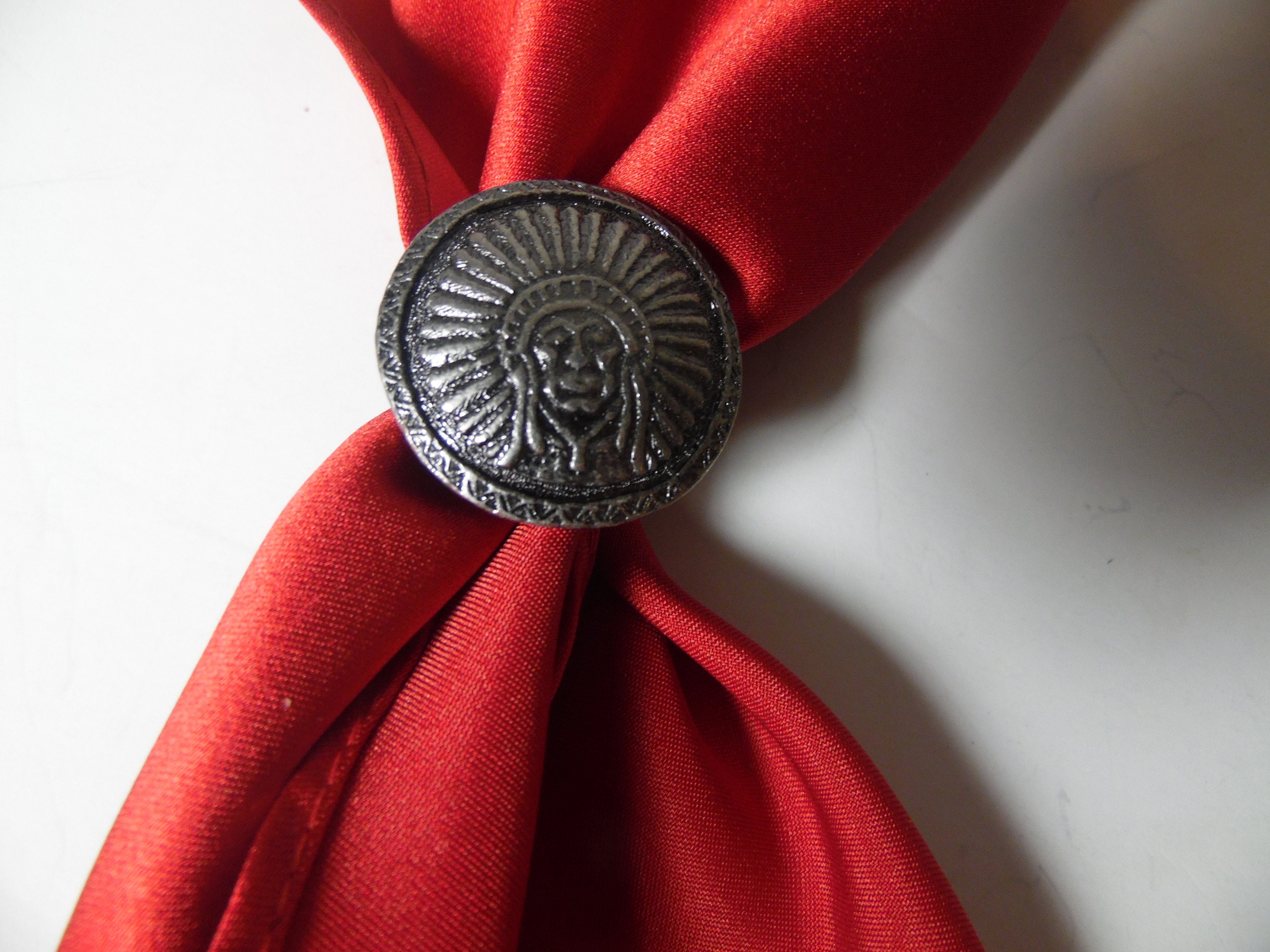 Western Scarf Slide and Tie - Indian Head - Silver Color - Etsy