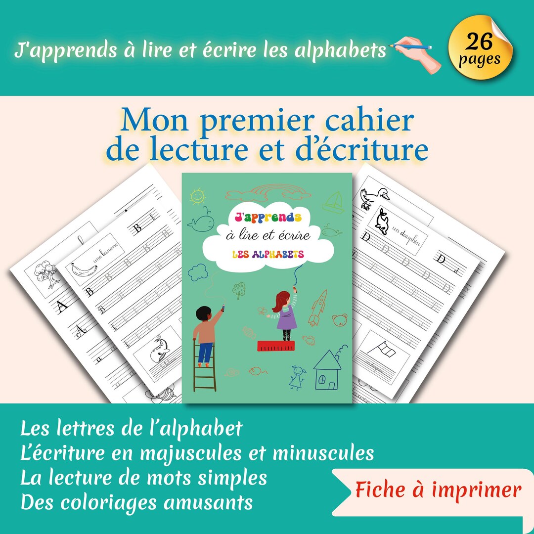 Cursive Alphabet Writing Workbook: French Letter Tracing & Coloring ...