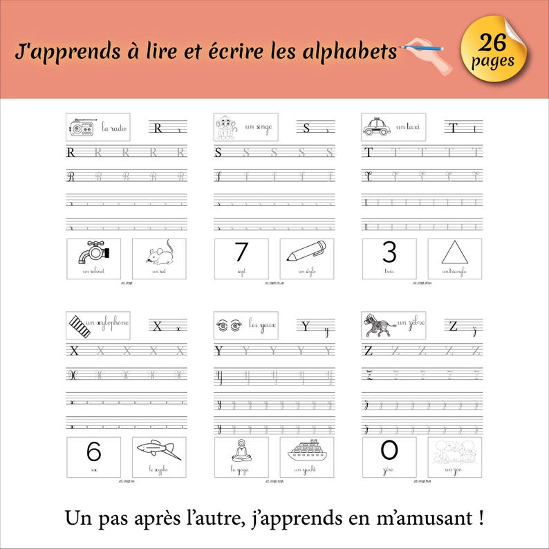Cursive Alphabet Writing Workbook: French Letter Tracing & Coloring ...