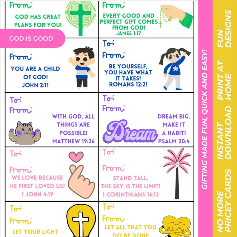 Christian Gift Tags - Printable (digital Download) - Etsy