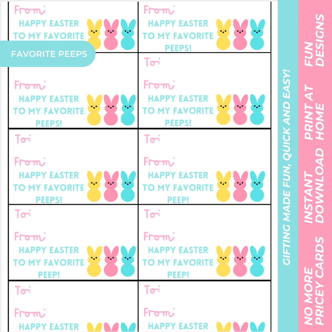 Gift Tags Easter Gifts Boys or Girls Peeps Theme 1 Page 10 Gift Tags ...